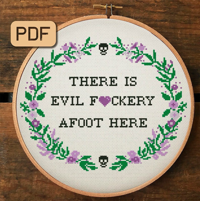 Evil Fckery Cross Stitch Pattern Witchy Cross Stitch Pdf | Etsy