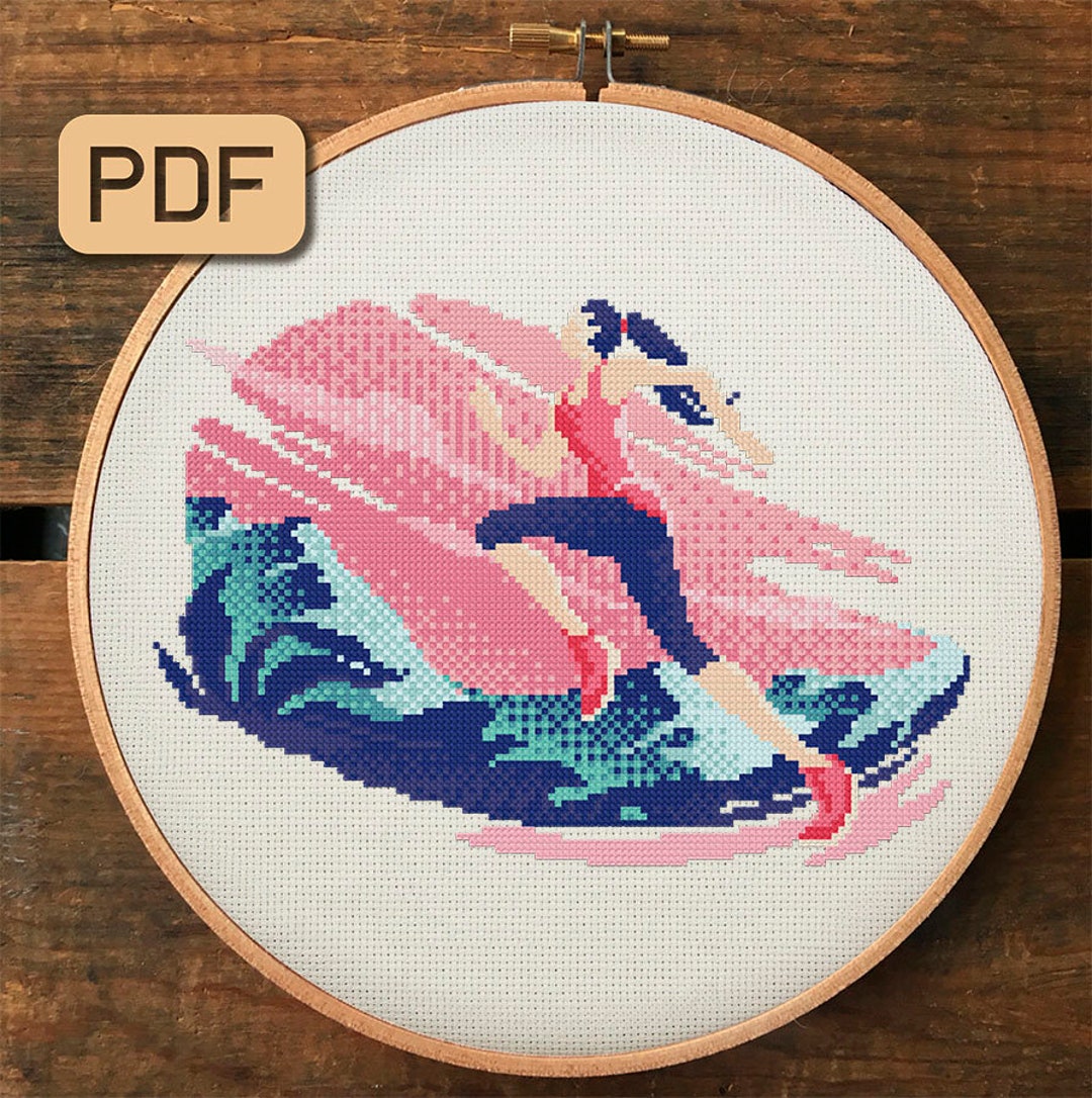 Sports Girl Cross Stitch Pattern Running Cross Stitch PDF Motivational ...