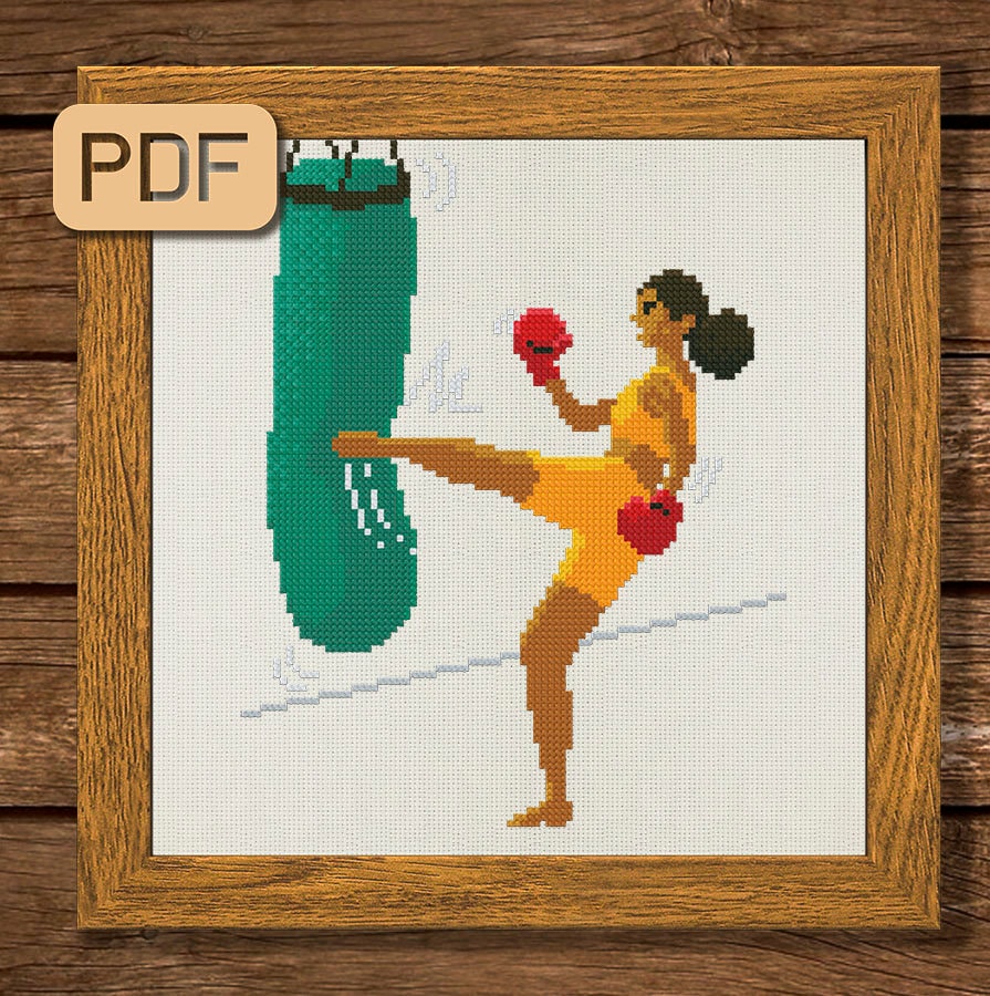 Modern Cross Stitch Pattern Boxing Cross Stitch PDF Sports | Etsy