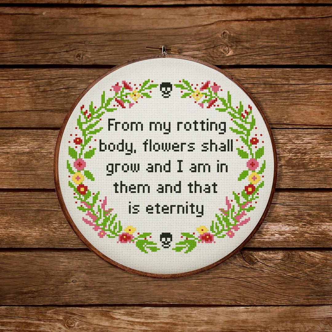 Edvard Munch Quote Cross Stitch Pattern: Flowers & Skull (PDF Download ...