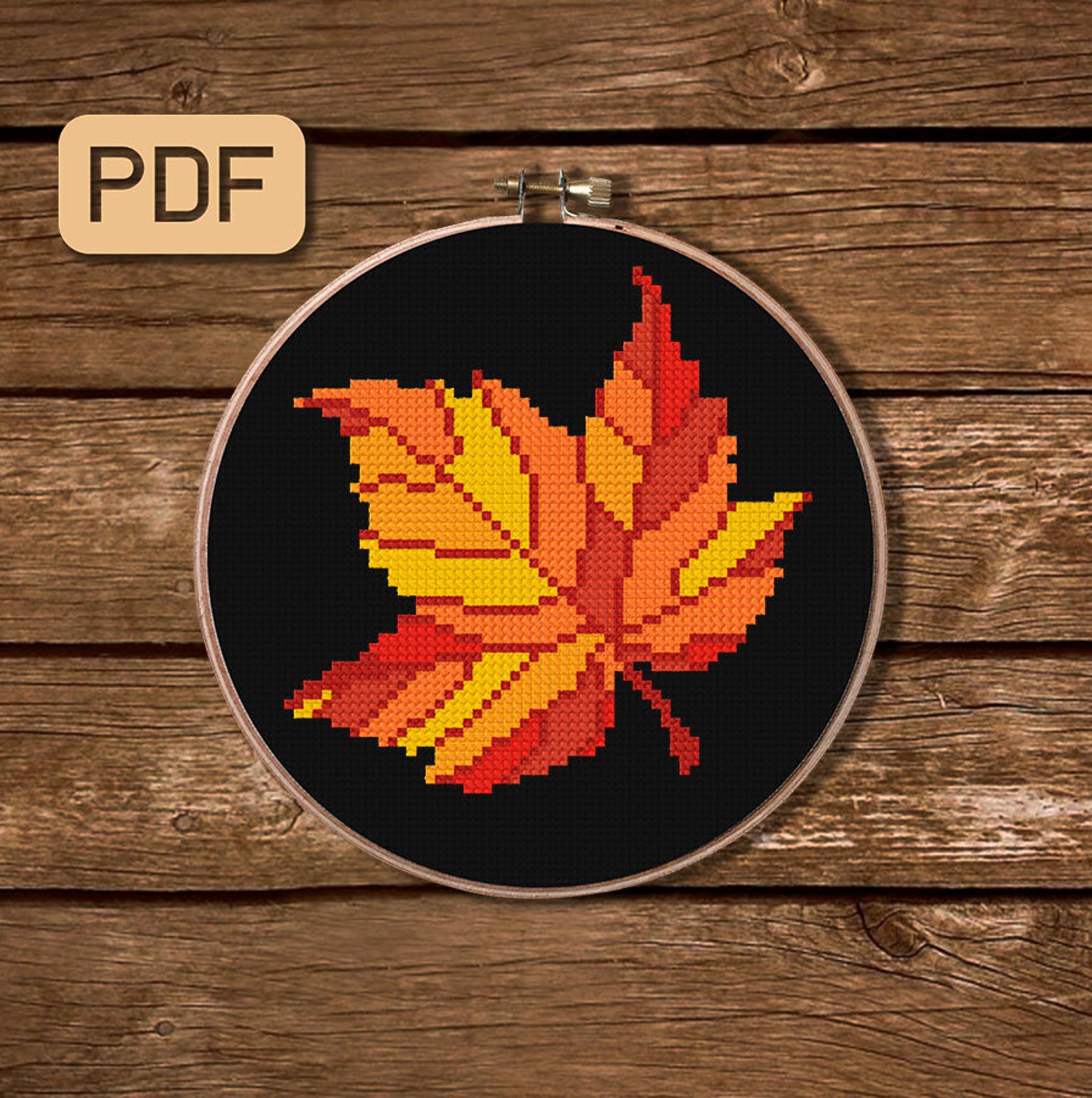 Maple Leaf Cross Stitch Pattern Fall Leaves Needlepoint Autumn | Etsy