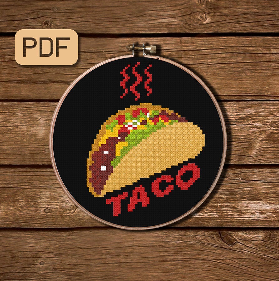 Taco Cross Stitch Pattern Mexican Food Cross Stitch Pattern - Etsy