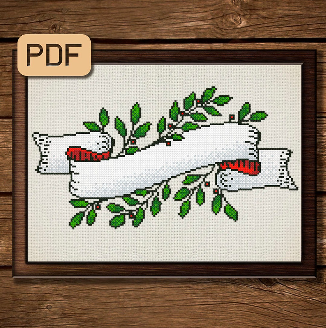 Cross Stitch Pattern Banner Cross Stitch Design Congratulations Ribbon ...