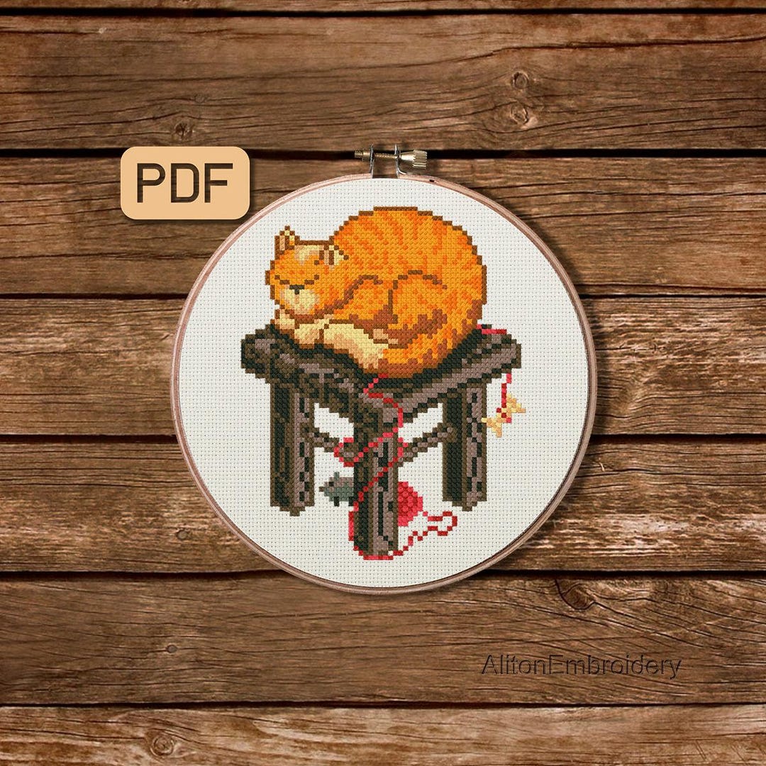 Ginger Cat Cross Stitch Pattern Sleeping Cat Cross Stitch PDF Animal ...