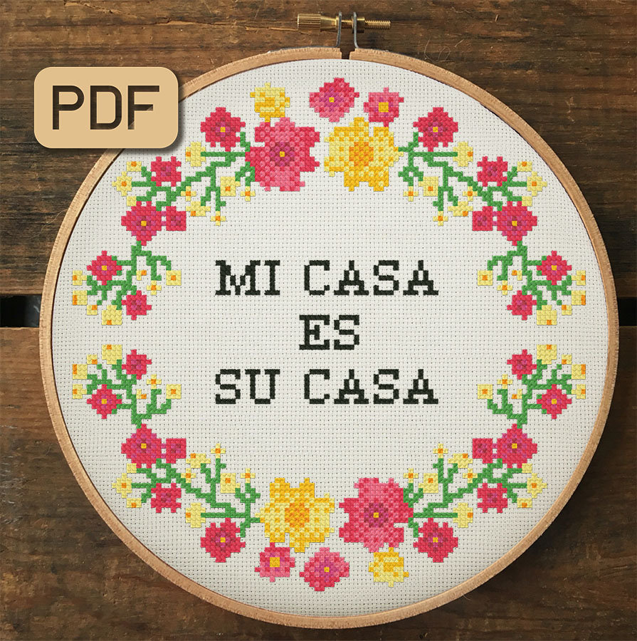 Modern Cross Stitch Pattern Mi Casa Es Su Casa Cross Stitch - Etsy