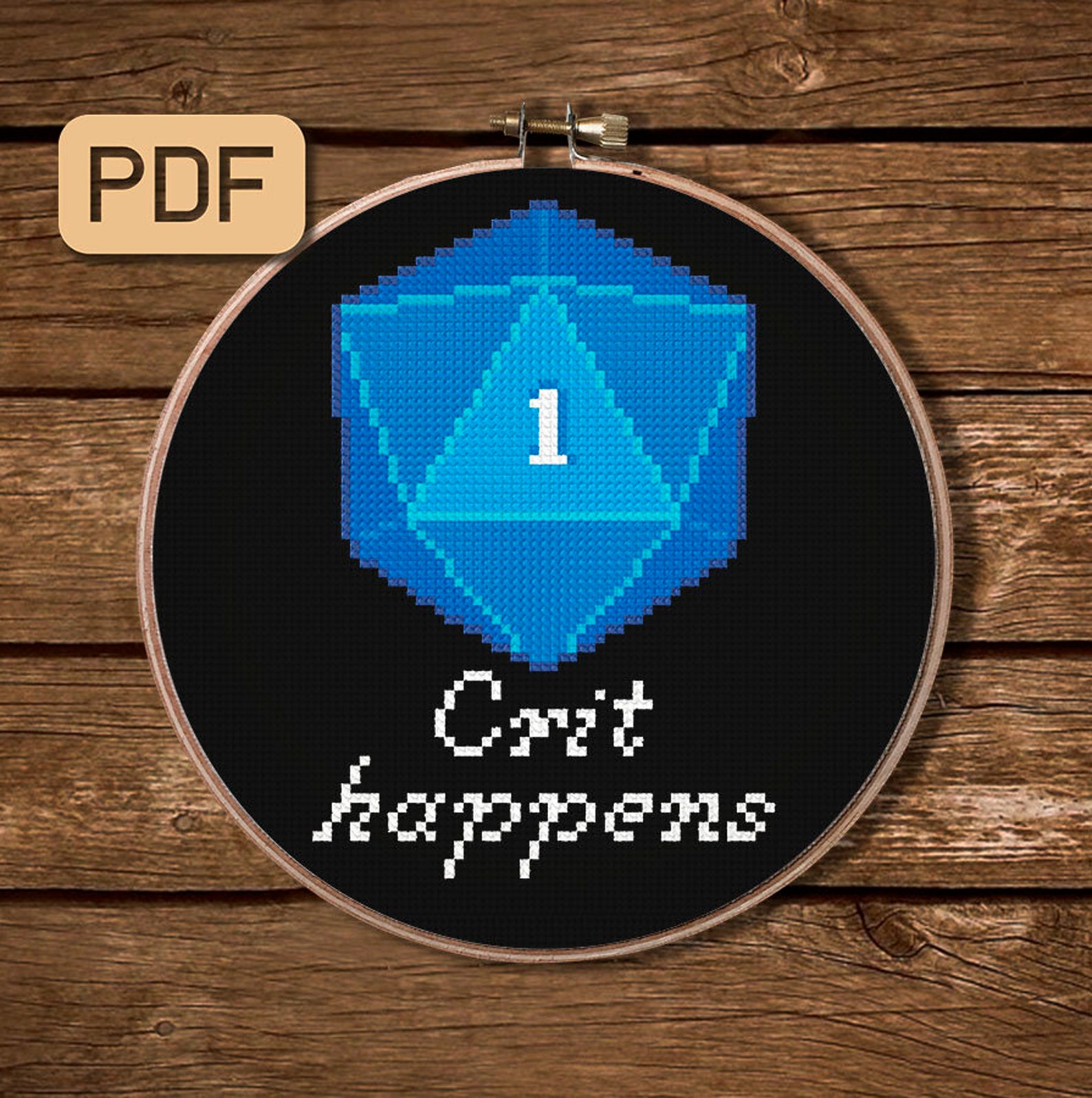 D20 Cross Stitch Pattern Crit Happens Funny Needlepoint Design | Etsy
