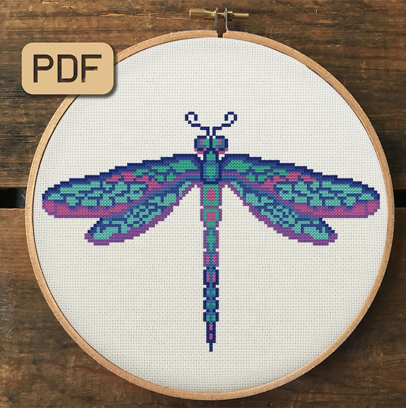 Dragonfly Cross Stitch Pattern Insect Cross Stitch Pattern | Etsy