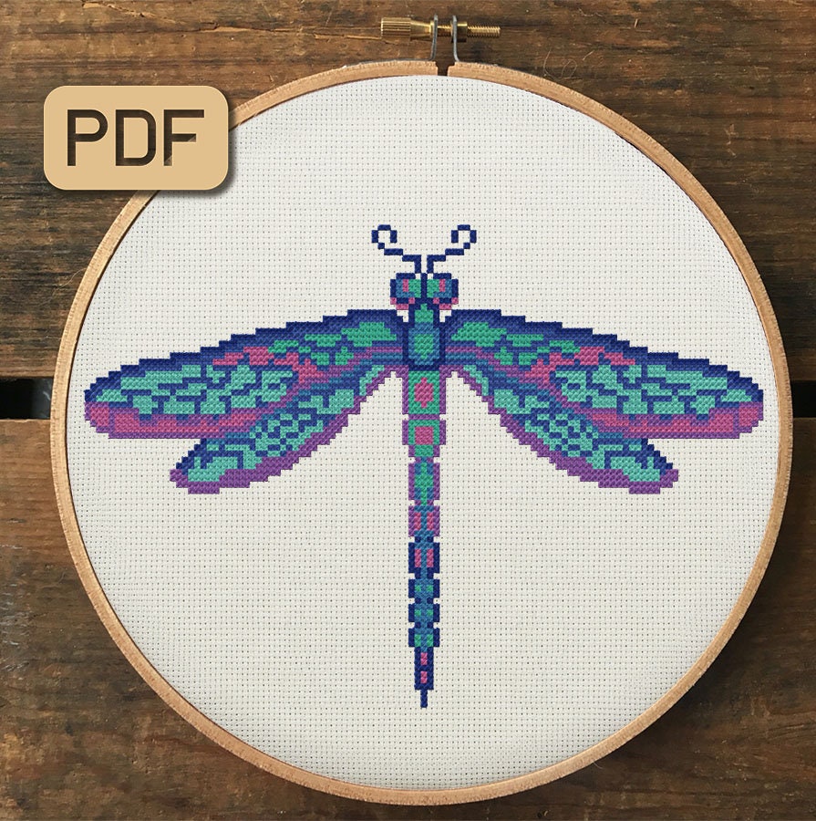Dragonfly Cross Stitch Pattern Insect Cross Stitch Pattern | Etsy