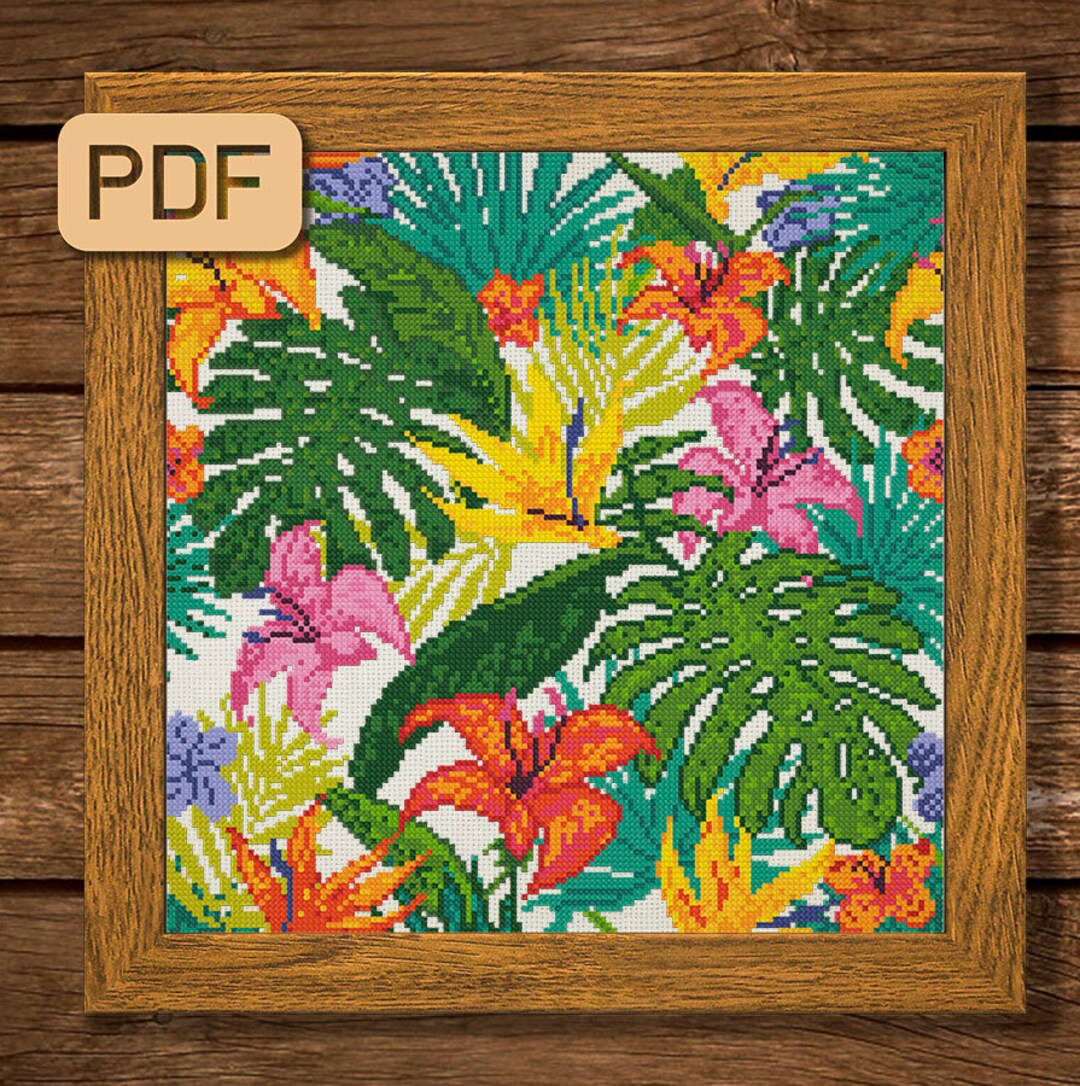 Tropical Flowers Cross Stitch Pattern: Exotic Plants (PDF) - Etsy