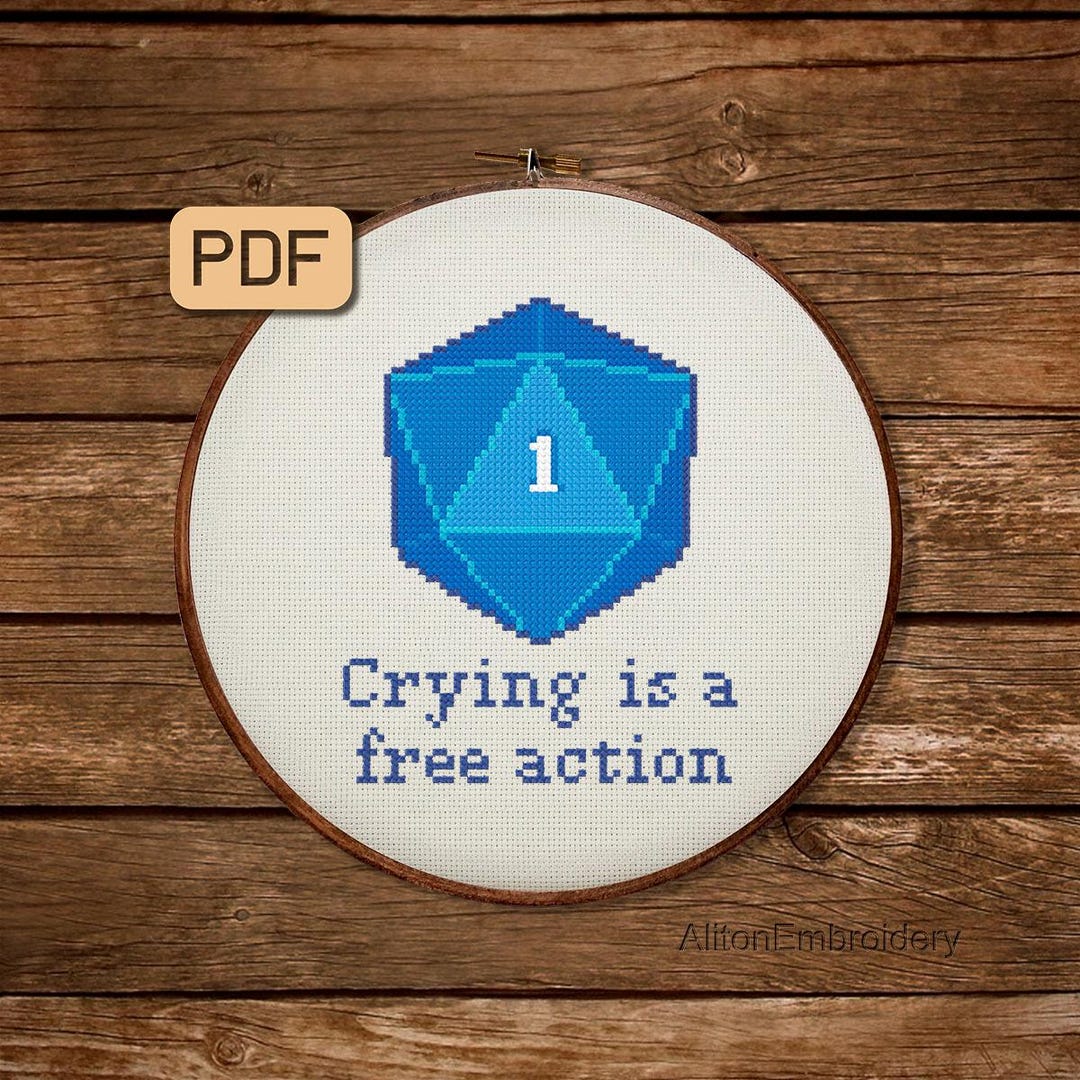 Funny Dice Cross Stitch Pattern DND D20 Cross Stitch PDF Crying is A ...