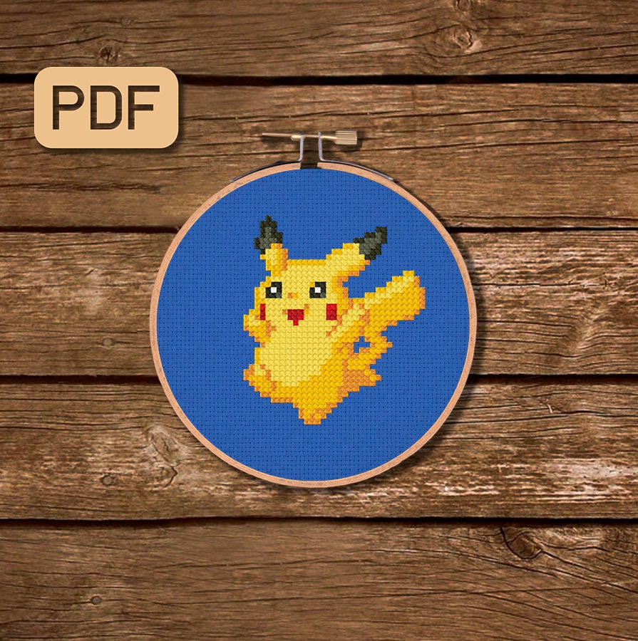 Pikachu cross stitch pattern pdf | Etsy