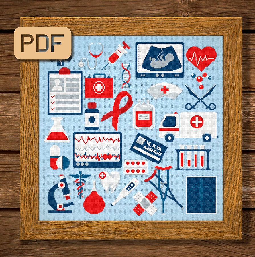 Medical Cross Stitch Pattern Hospital Needlepoint Public - Etsy