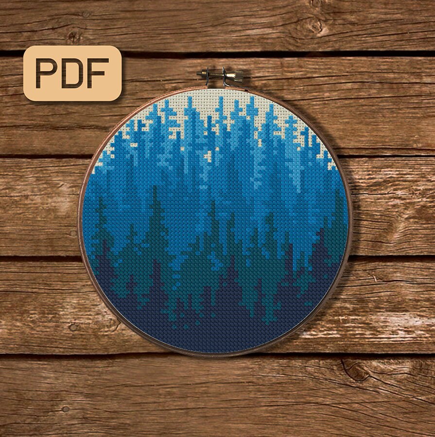 Cross Stitch Pattern Landscape Forest Digital PDF | Etsy