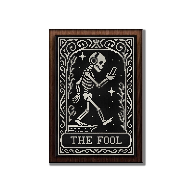 The Fool Tarot Cross Stitch Pattern: Funny Gothic Needlepoint Chart ...