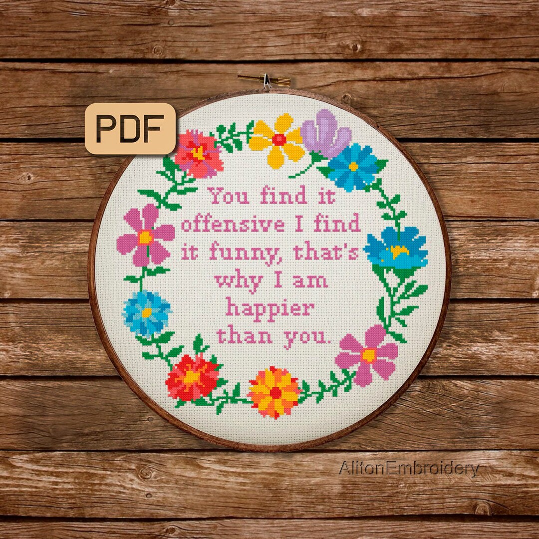 Snarky Cross Stitch Pattern: Offensive Humor Embroidery (PDF Pattern ...