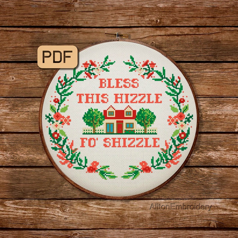 Funny Cross Stitch Pattern Bless This Hizzle Fo' Shizzle - Etsy