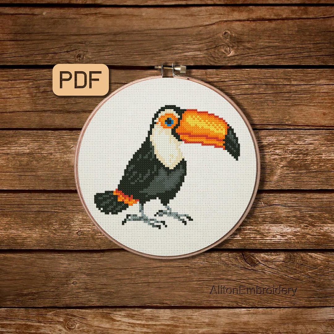 Toucan Cross Stitch Pattern PDF Tropical Bird Cross Stitch Chart Animal ...