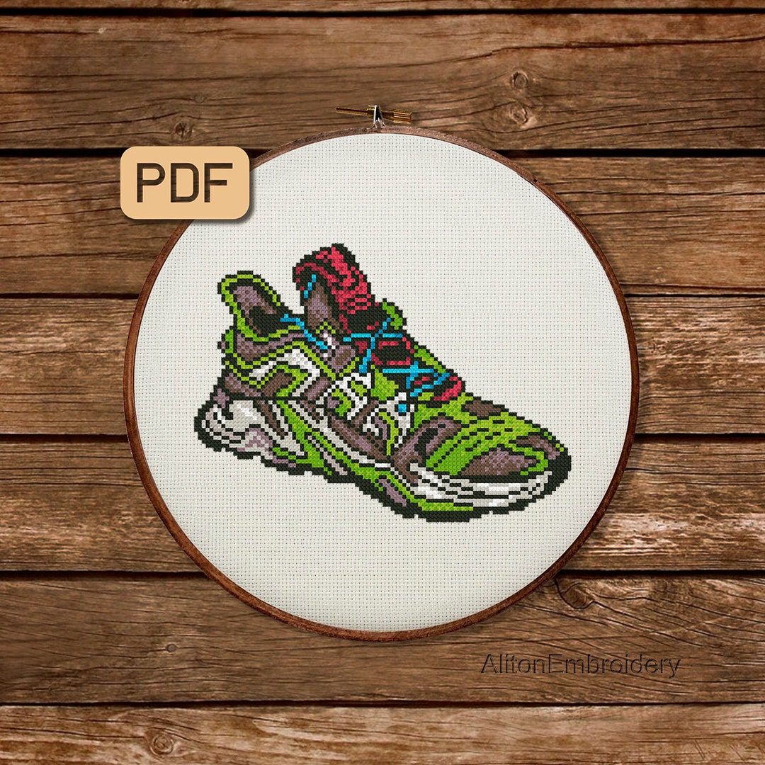 Modern Cross Stitch Pattern, Sneaker Crossstitch PDF, Running Shoes ...