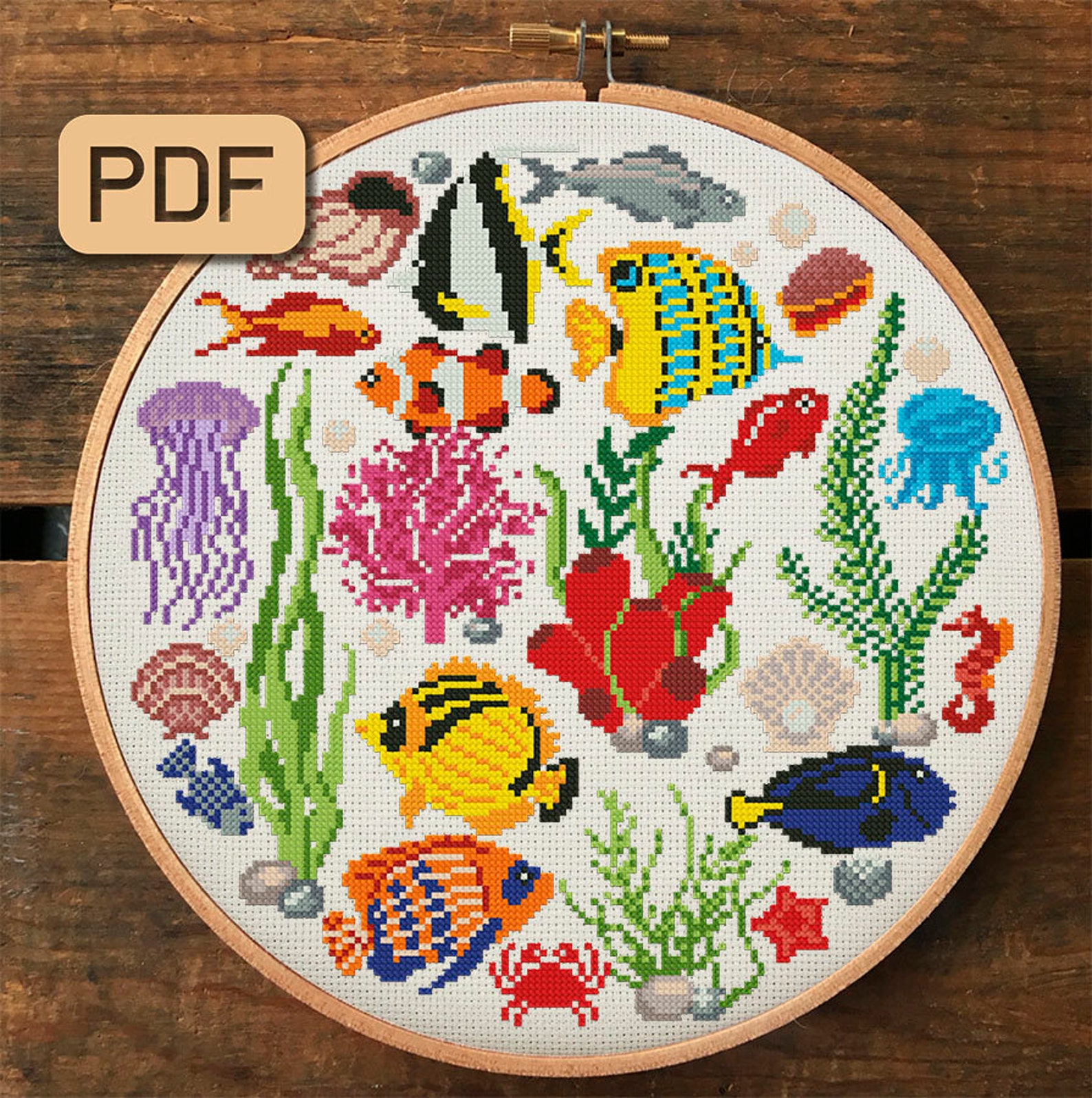 Under the Sea Cross Stitch Pattern Animals Needlepoint | Etsy