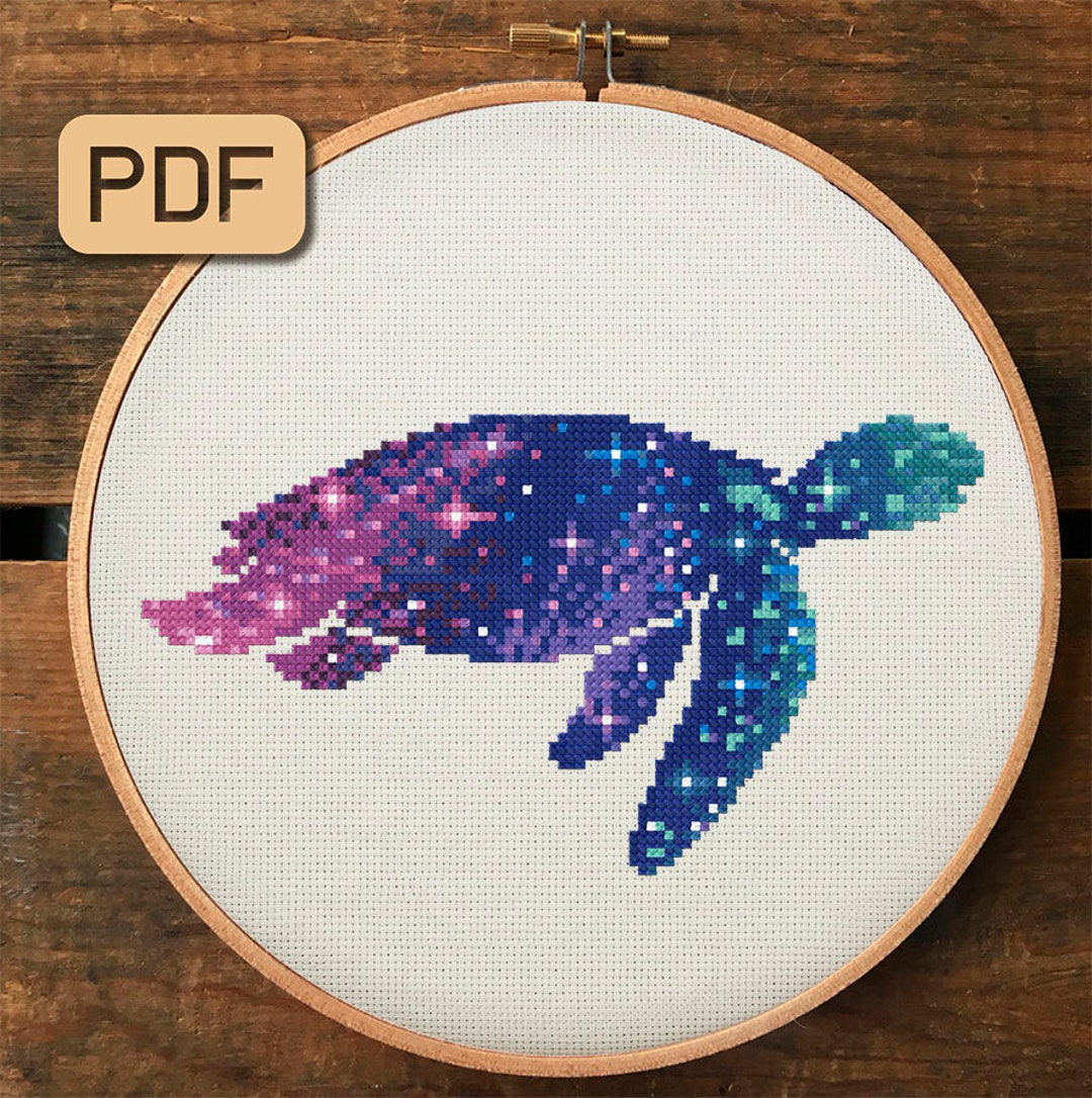 Sea Turtle Cross Stitch Pattern, Galaxy Cross Stitch Pattern PDF ...