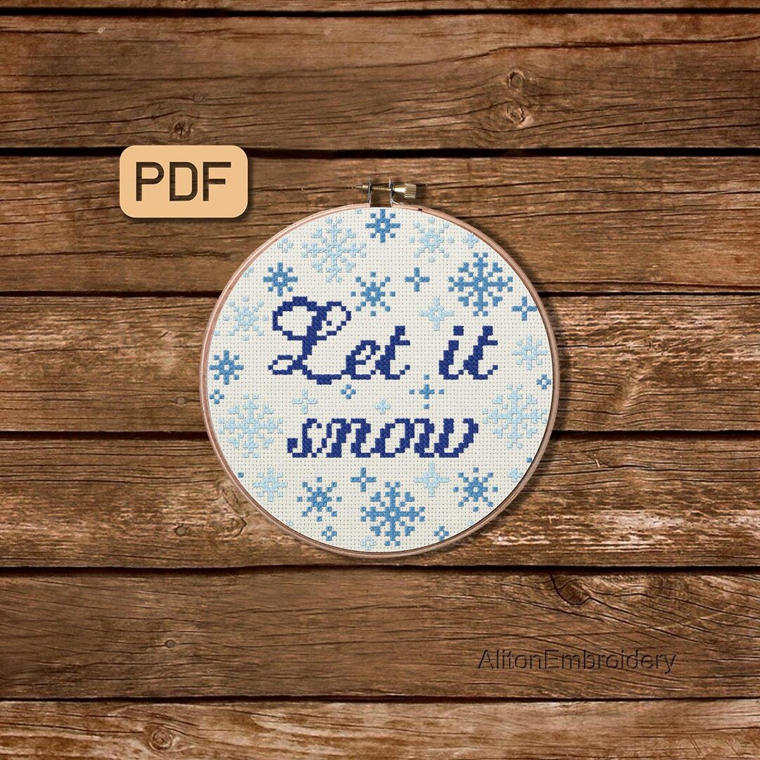 Let It Snow Cross Stitch Pattern Snowflakes Embroidery Design PDF - Etsy