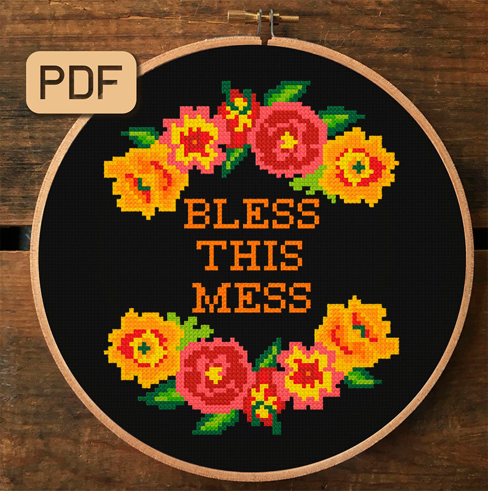 Bless This Mess Cross Stitch Pattern Funny Cross Stitch | Etsy