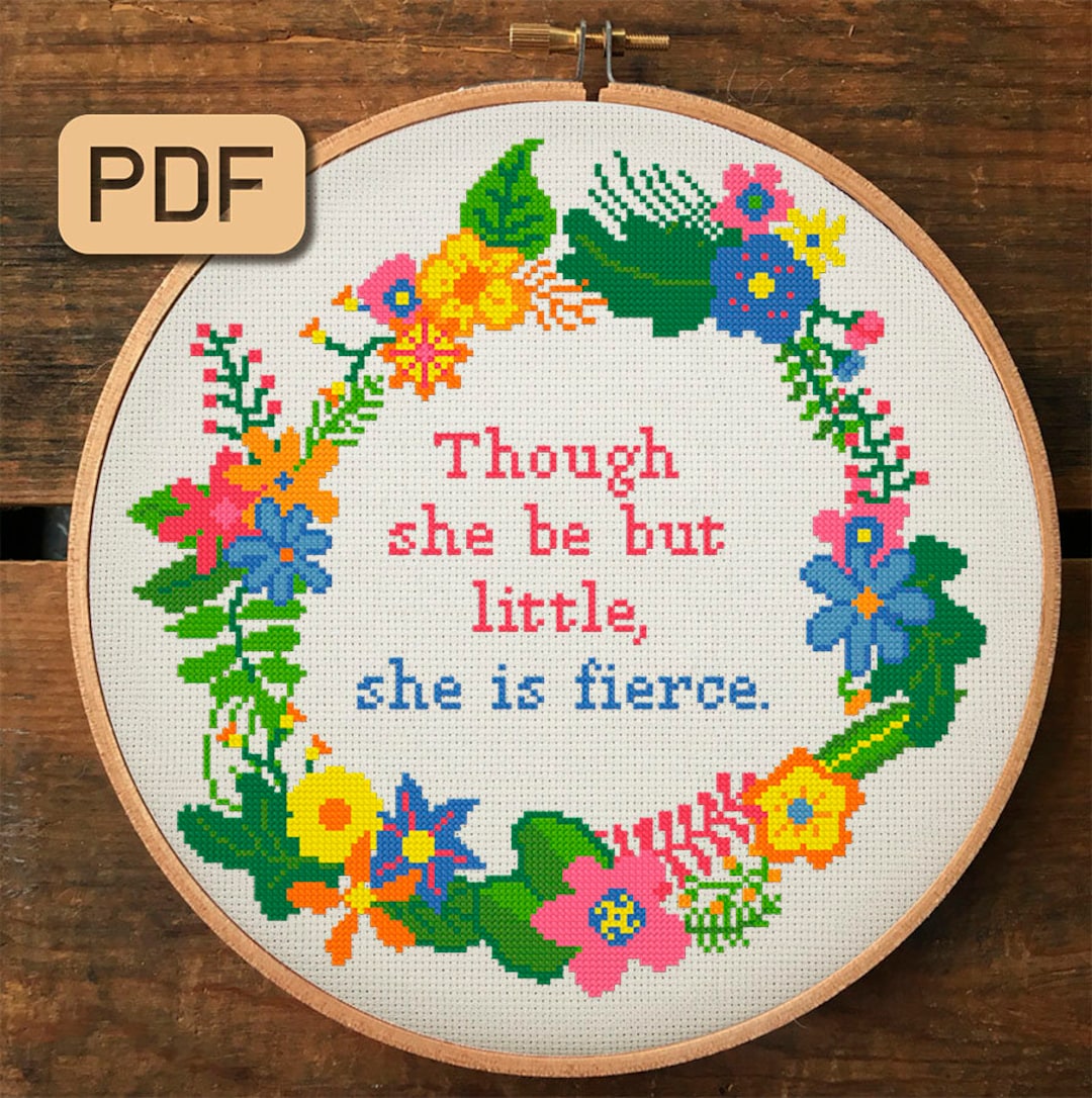 Fierce Girl Cross Stitch Pattern: Floral Nursery Needlepoint (PDF) - Etsy