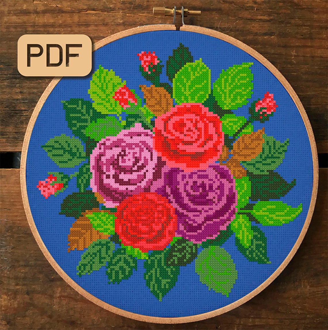 Roses Cross Stitch Pattern Floral Needlepoint Pdf - Etsy