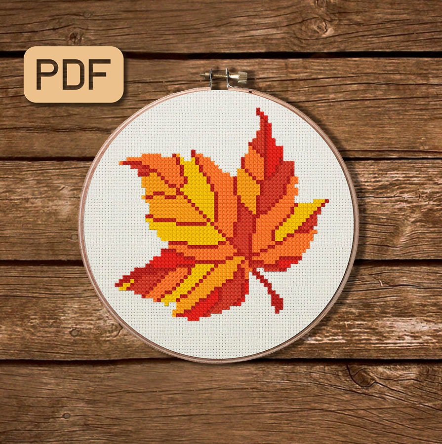 Maple Leaf Cross Stitch Pattern Fall Leaves Needlepoint Autumn - Etsy
