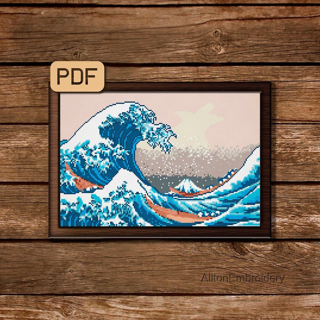 Great Wave Cross Stitch Pattern, Hokusai Crossstitch PDF, Fine Art ...