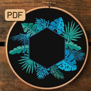 Leaf Border Cross Stitch Pattern, Tropical Cross Stitch Pattern PDF - Etsy
