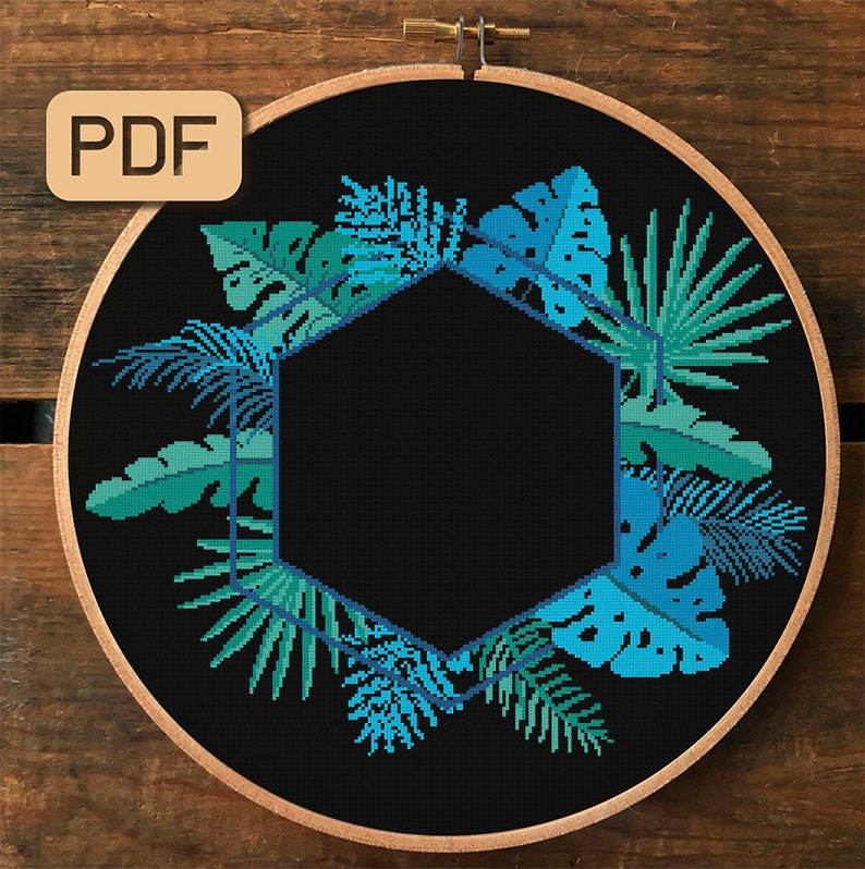 Leaf Border Cross Stitch Pattern Tropical Cross Stitch | Etsy