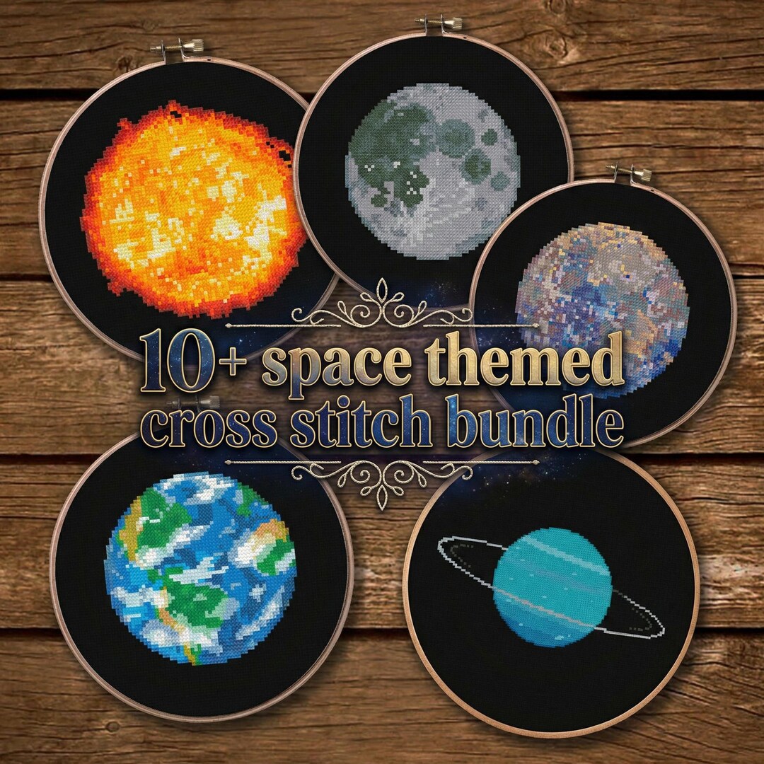Outer Space Cross Stitch Patterns Bundle: Planet Solar System ...