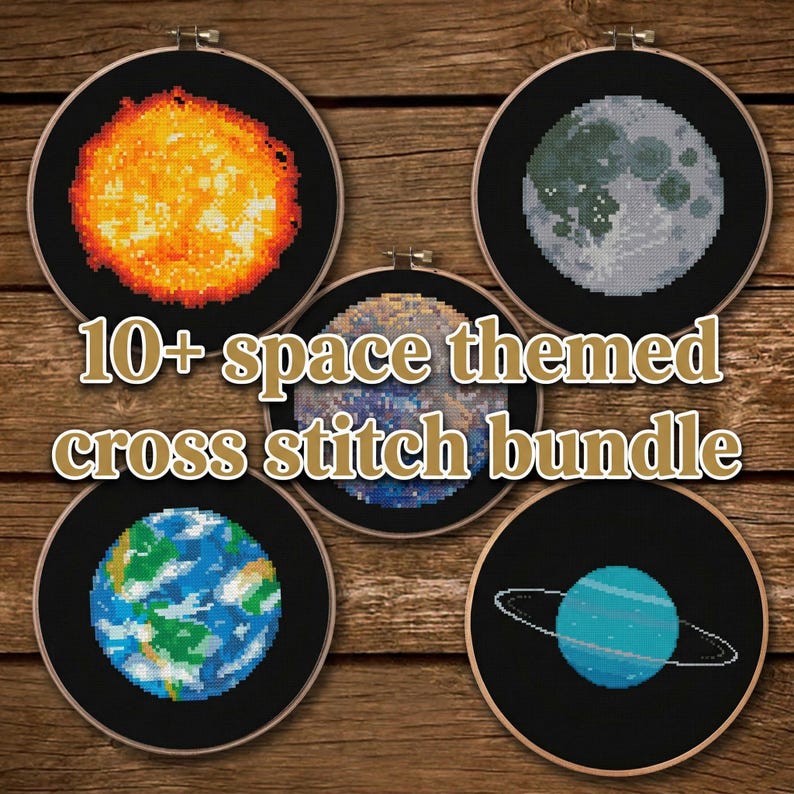 Outer Space Cross Stitch Patterns Bundle: Planet Solar System ...
