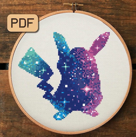 Pikachu Cross Stitch Pattern Pokemon Needlepoint Galaxy Cross - Etsy