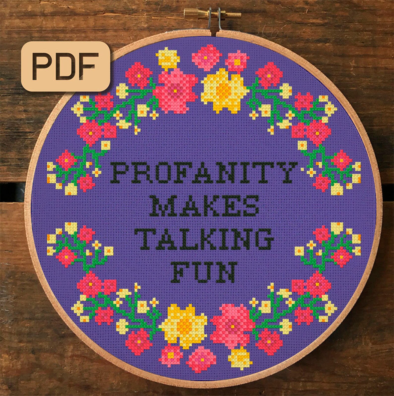 Funny Cross Stitch Pattern Profanity Makes Talking Fun Snarky Cross ...