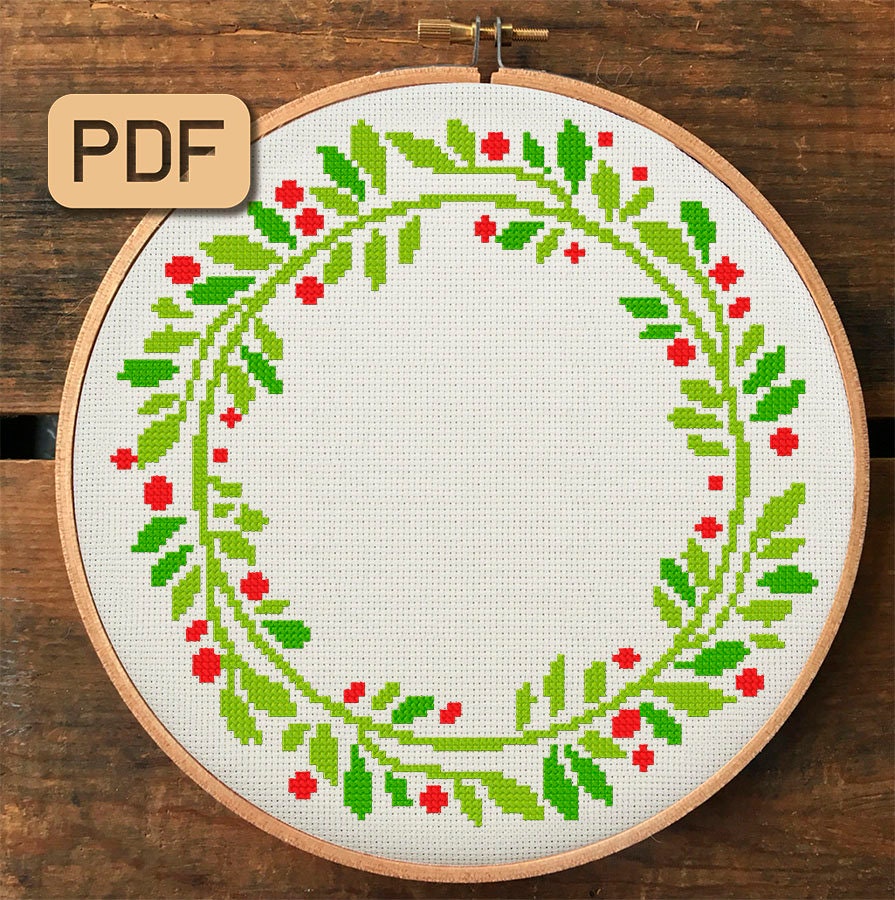 Flower Wreath Cross Stitch Pattern Floral Border Cross Stitch | Etsy