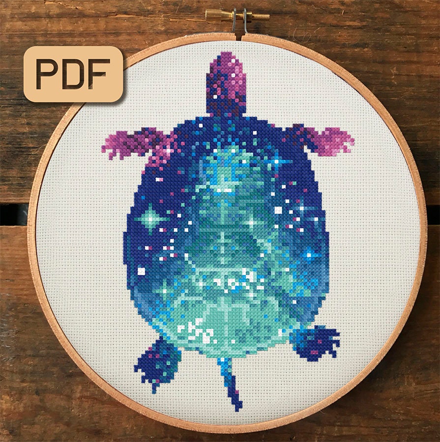 Turtle cross stitch pattern animal needlepoint nature | Etsy