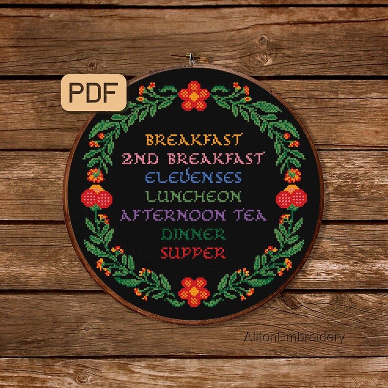 Hobbit Meals Cross Stitch Pattern, Funny Kitchen Crossstitch PDF, Geek ...