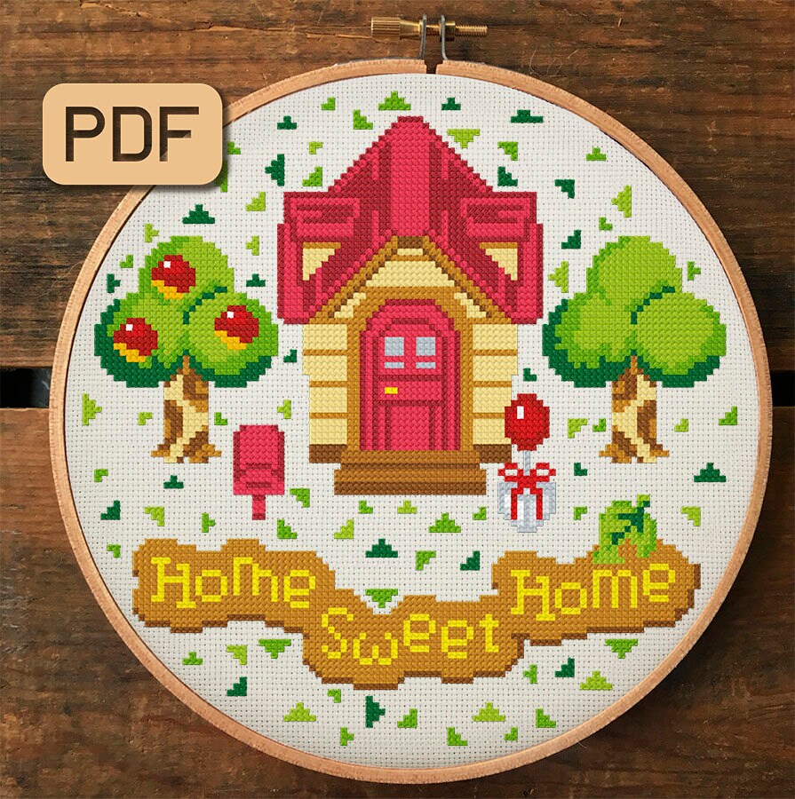 Animal Crossing Home Sweet Home Cross Stitch Pattern Cute - Etsy