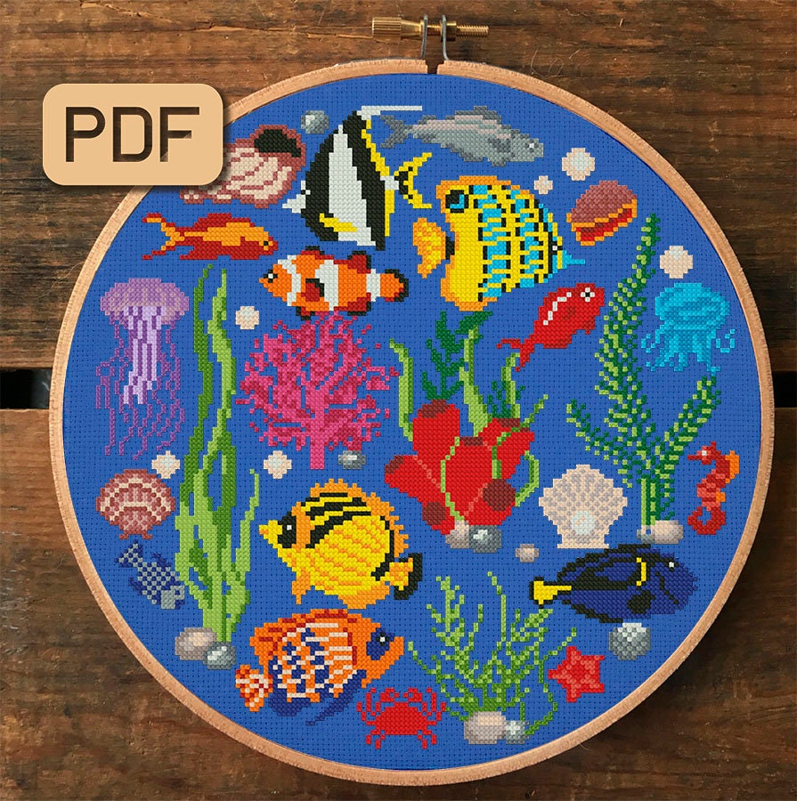 Under the Sea Cross Stitch Pattern Animals Needlepoint | Etsy