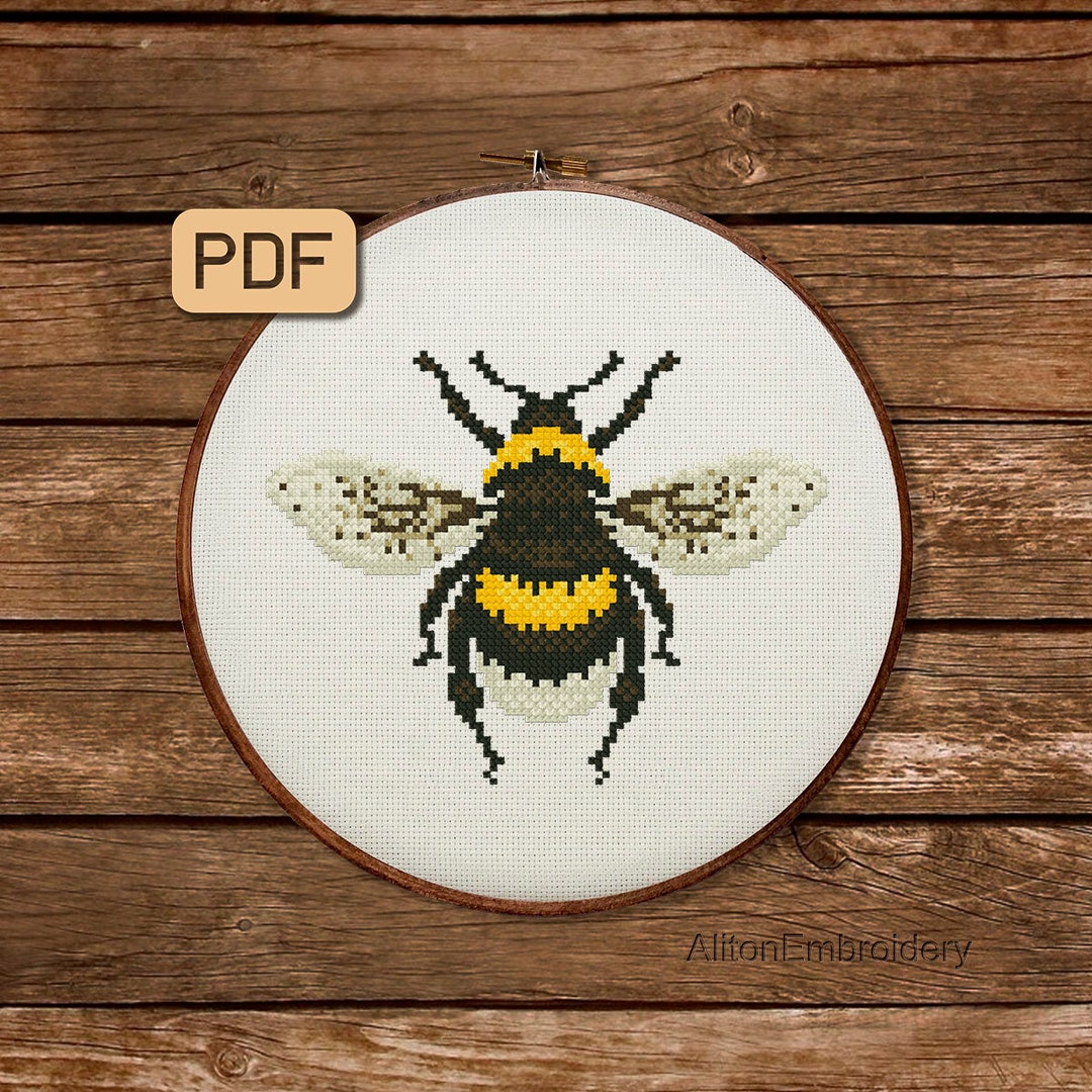 Bumblebee Cross Stitch Pattern, Bumble Bee Crossstitch PDF, Insect ...
