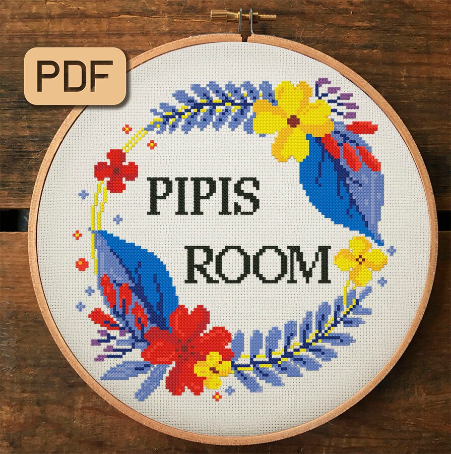 Pipis Room Cross Stitch Pattern Funny Needlepoint Pdf Instant - Etsy