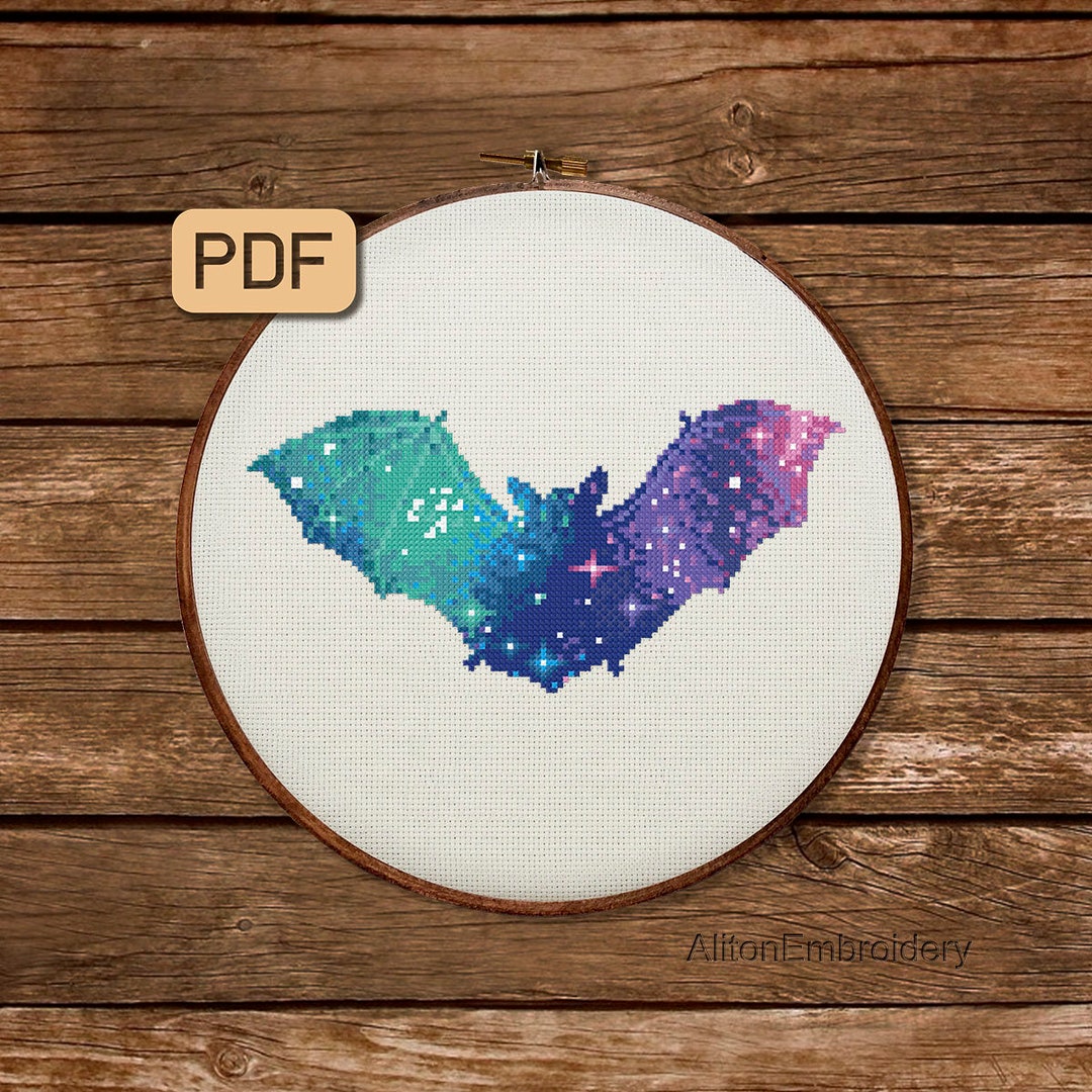 Galaxy Bat Cross Stitch Pattern, Animal Crossstitch PDF, Counted ...