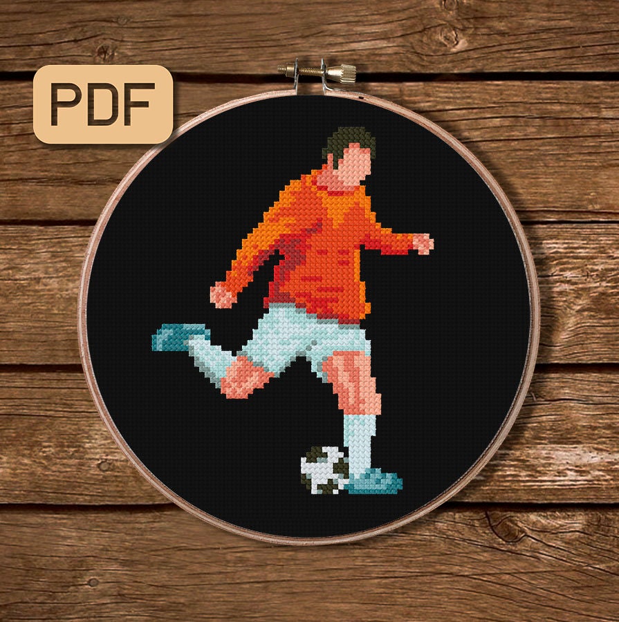 Soccer Cross Stitch Pattern Football Player Cross Stitch | Etsy