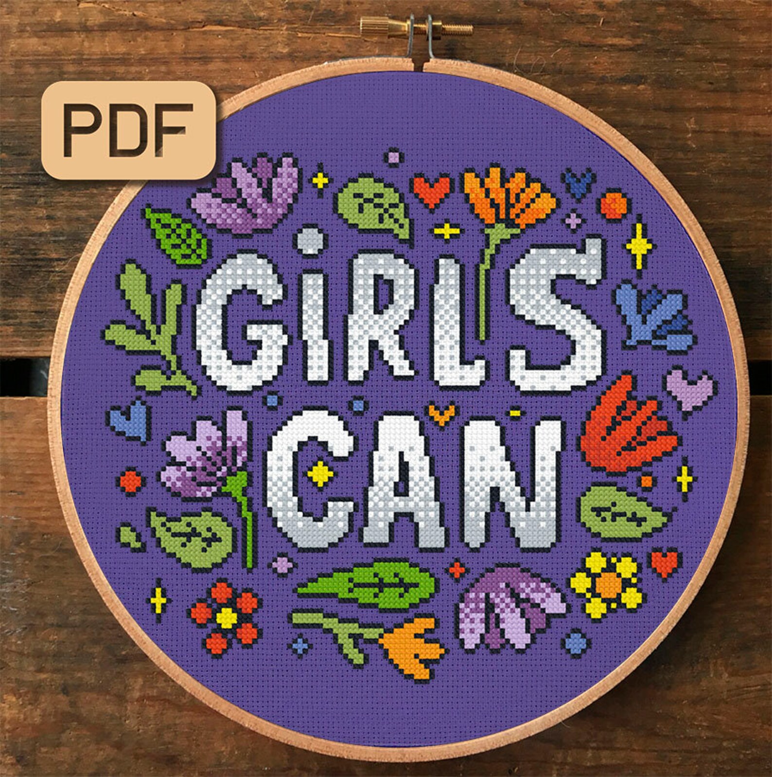 Feminist Cross Stitch Pattern Girls Can Embroidery Snarky - Etsy