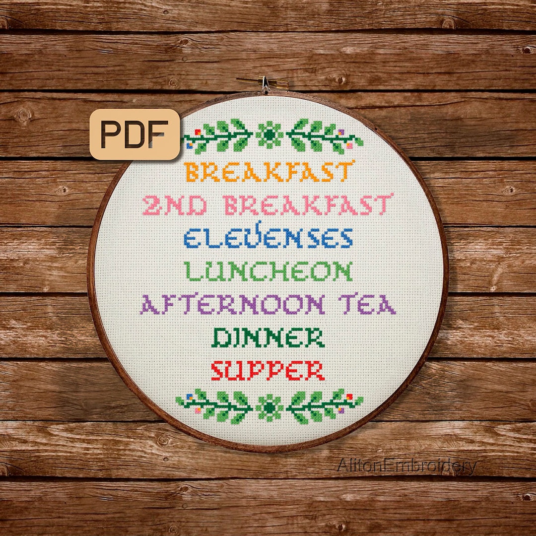 Hobbit Meals Cross Stitch Pattern, Kitchen Crossstitch PDF, Funny ...