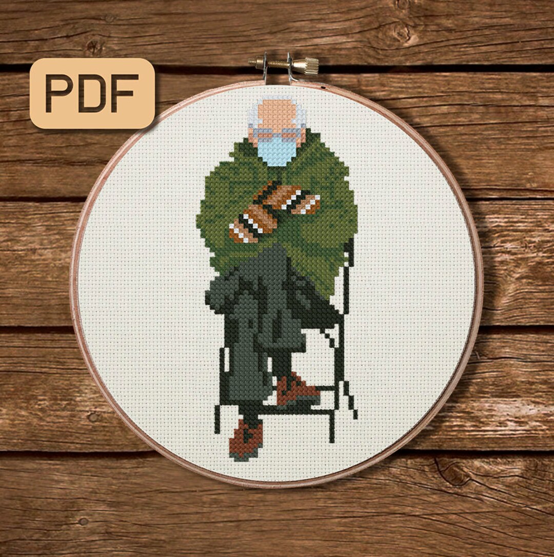 Bernie Sanders Cross Stitch Pattern: Funny Embroidery Design (PDF Chart ...