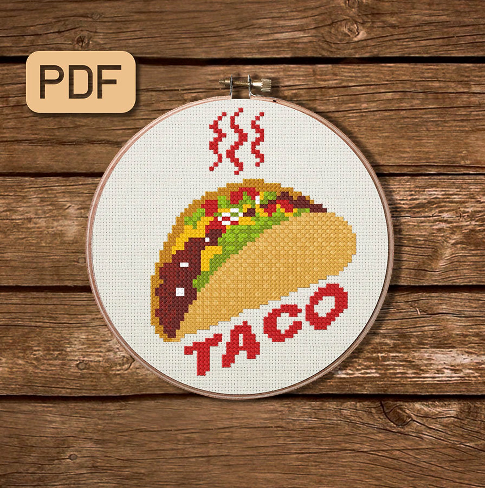 Taco Cross Stitch Pattern Mexican Food Cross Stitch Pattern - Etsy