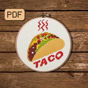 Taco Cross Stitch Pattern Mexican Food Cross Stitch PDF Kitchen ...